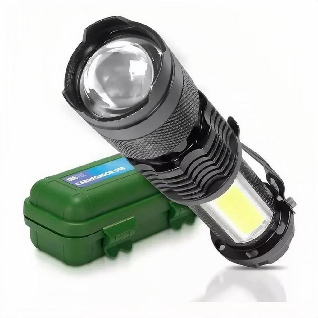 Kit Mini Lanterna Tática Com Led E Zoom Recarregável Usb | Shopee Brasil