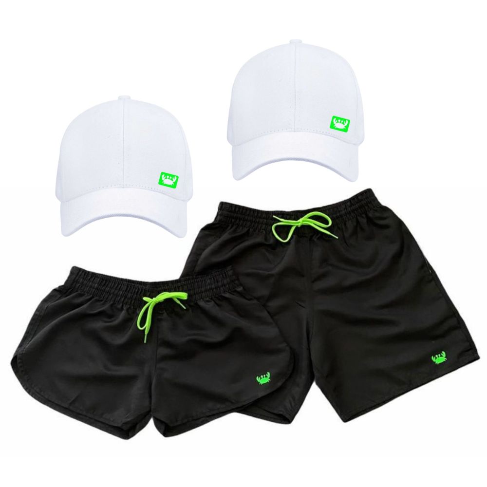 Kit Casal Namorados Short Moda Praia Verao Bermuda Tactel Combinando ...