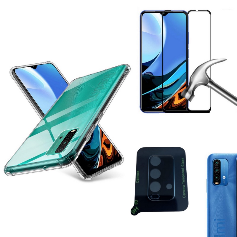 Kit Capa Película Vidro 3d Câmera Traseira Compatível Xiaomi Redmi 9t