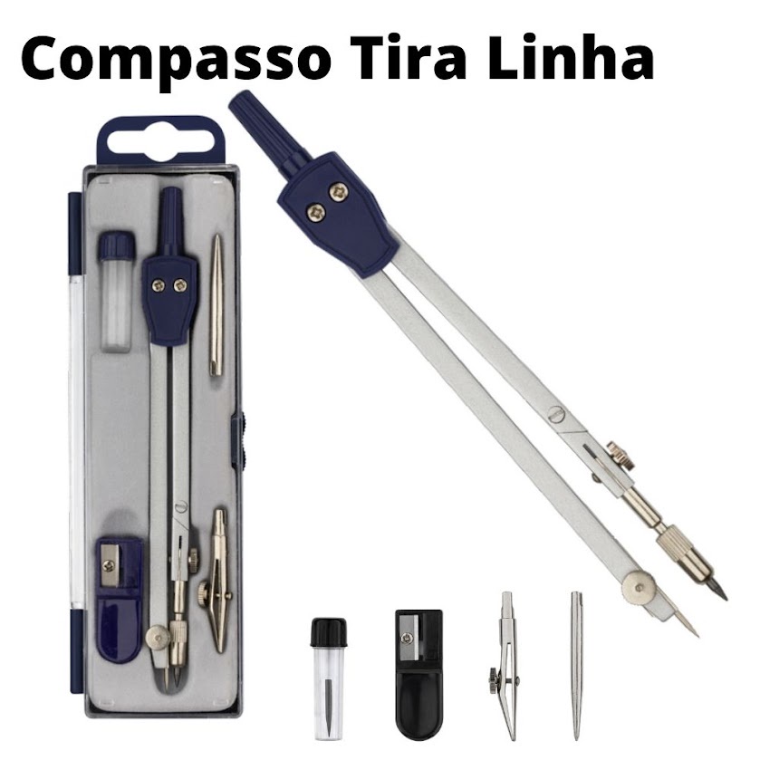 Compasso Tira Linha Tecnico Metalico Brw Cp1005 - Escorrega o Preço