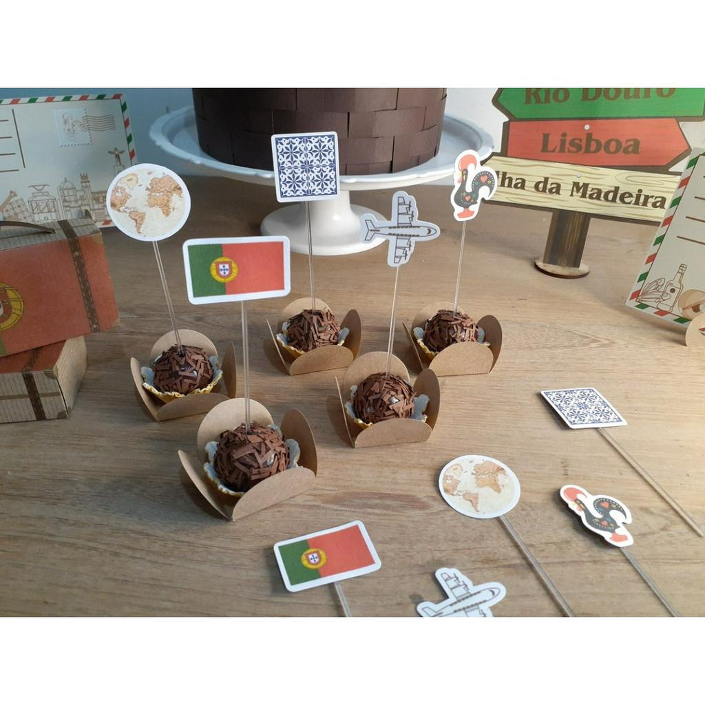 Topper de doce Tema Viagem decoração- Portugal - 20 unidades | Shopee ...
