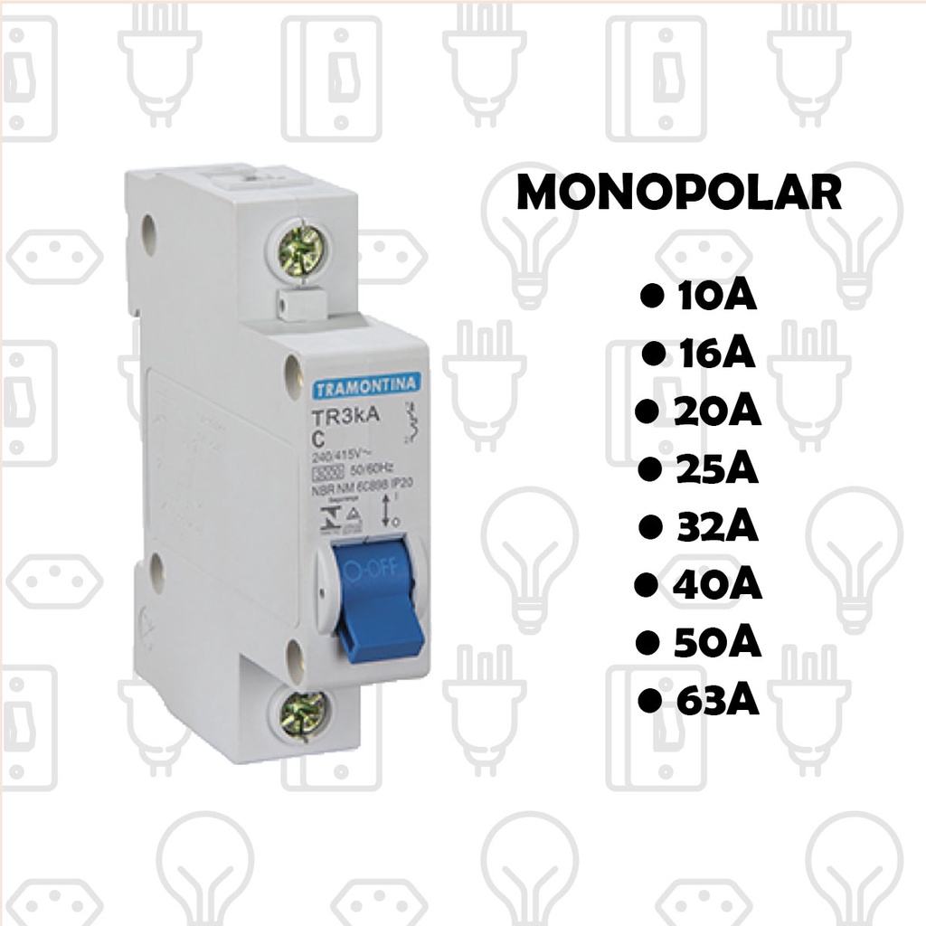 Disjuntor Tramontina Monopolar Unipolar Curva C | Shopee Brasil