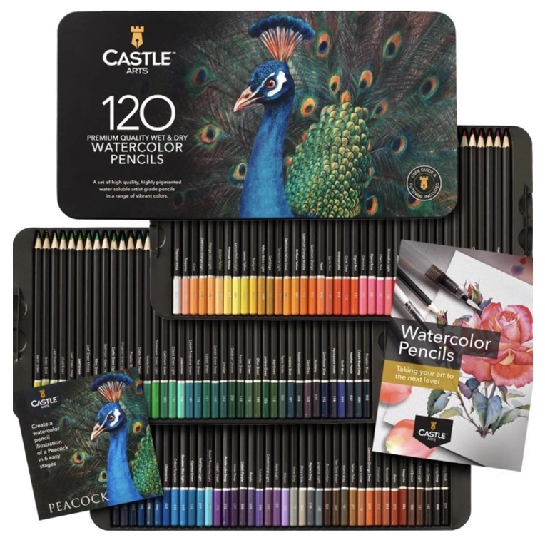 LÁPIS DE COR CASTLE 120 cores Aquareláveis linha premium. | Shopee Brasil