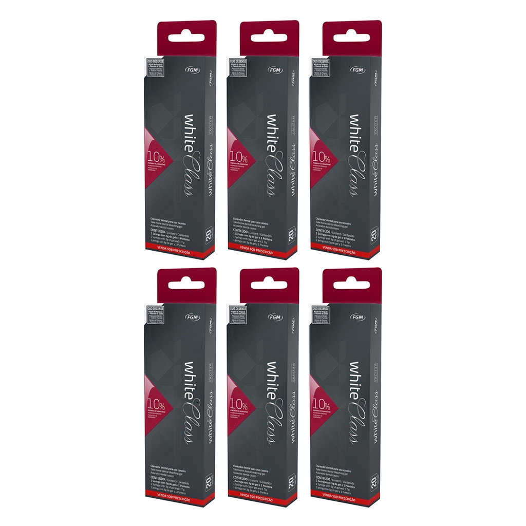 Kit Clareador Dental Whiteness Class 10% 6 Unidades - FGM | Shopee Brasil
