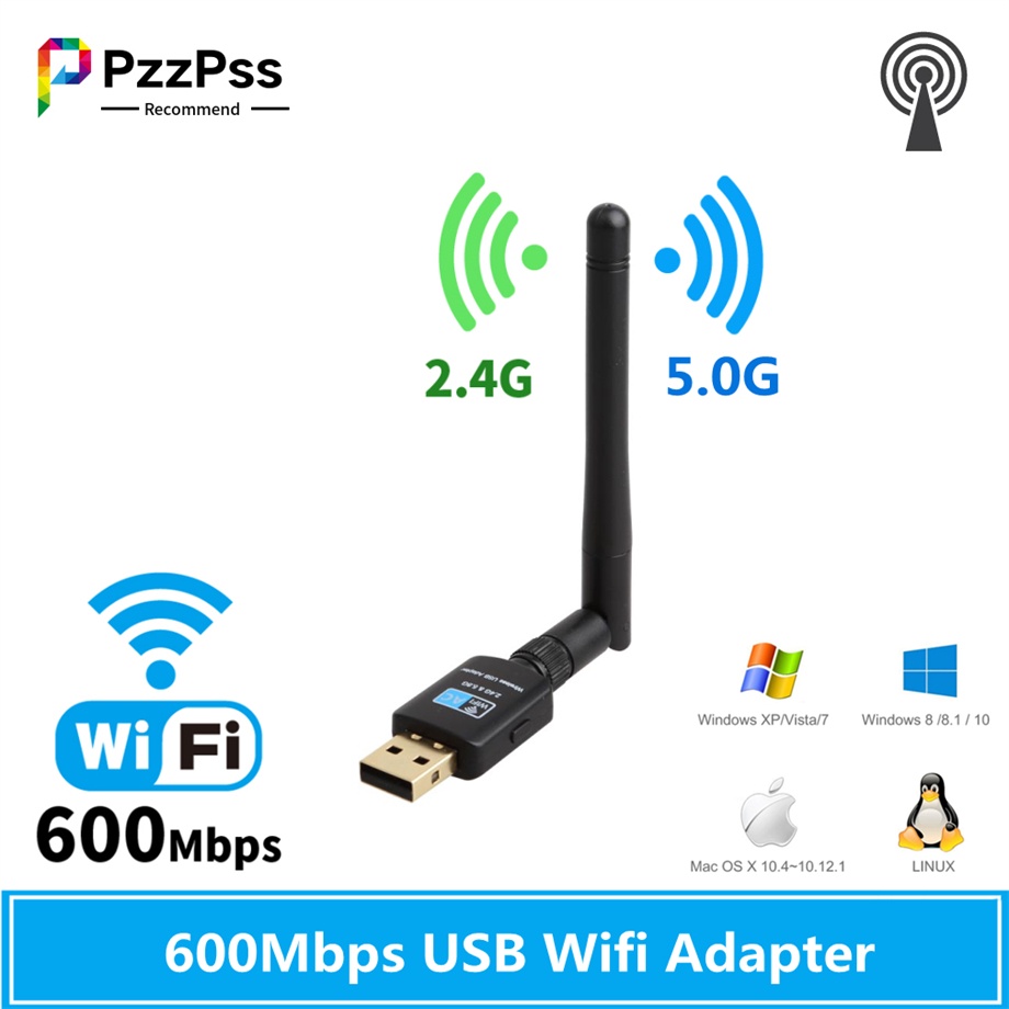Pzzpsss Adaptador USB Wifi 5.8GHz + 2.4GHz Receptor Wi-fi De Alta ...