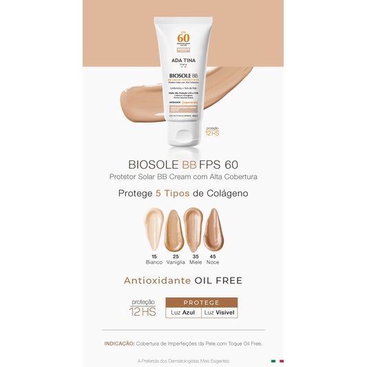 Biosole BB Cream FPS 60 Protetor Solar Facial Com Cor Pele oleosas ...