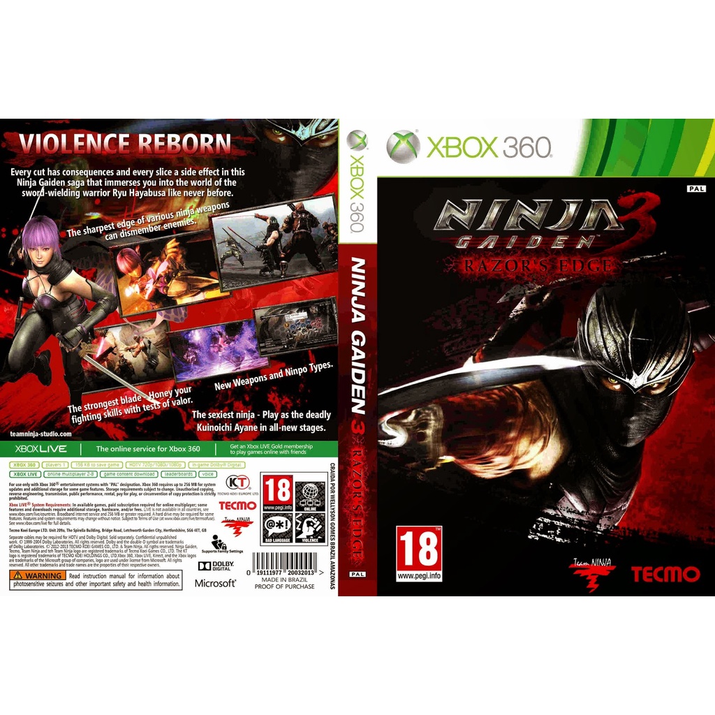 Ninja Gaiden 3 Razors Edge P/ XBOX360 (LTU/LT/JTAG/RGH) | Shopee Brasil