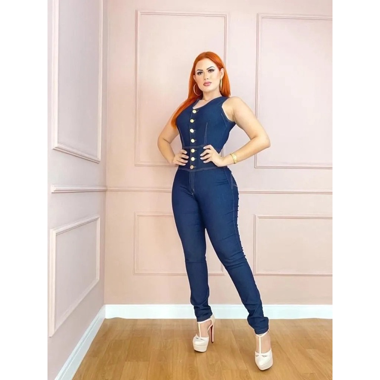 Macaão Jeans com Lycra e decote nas costas MOD RH | Shopee Brasil