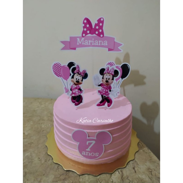 Topo de Bolo Topper Minnie Rosa | Shopee Brasil