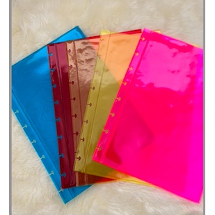 kit com 5 envelopes plasticos A5 para caderno discos A5 ; envelope furo ...
