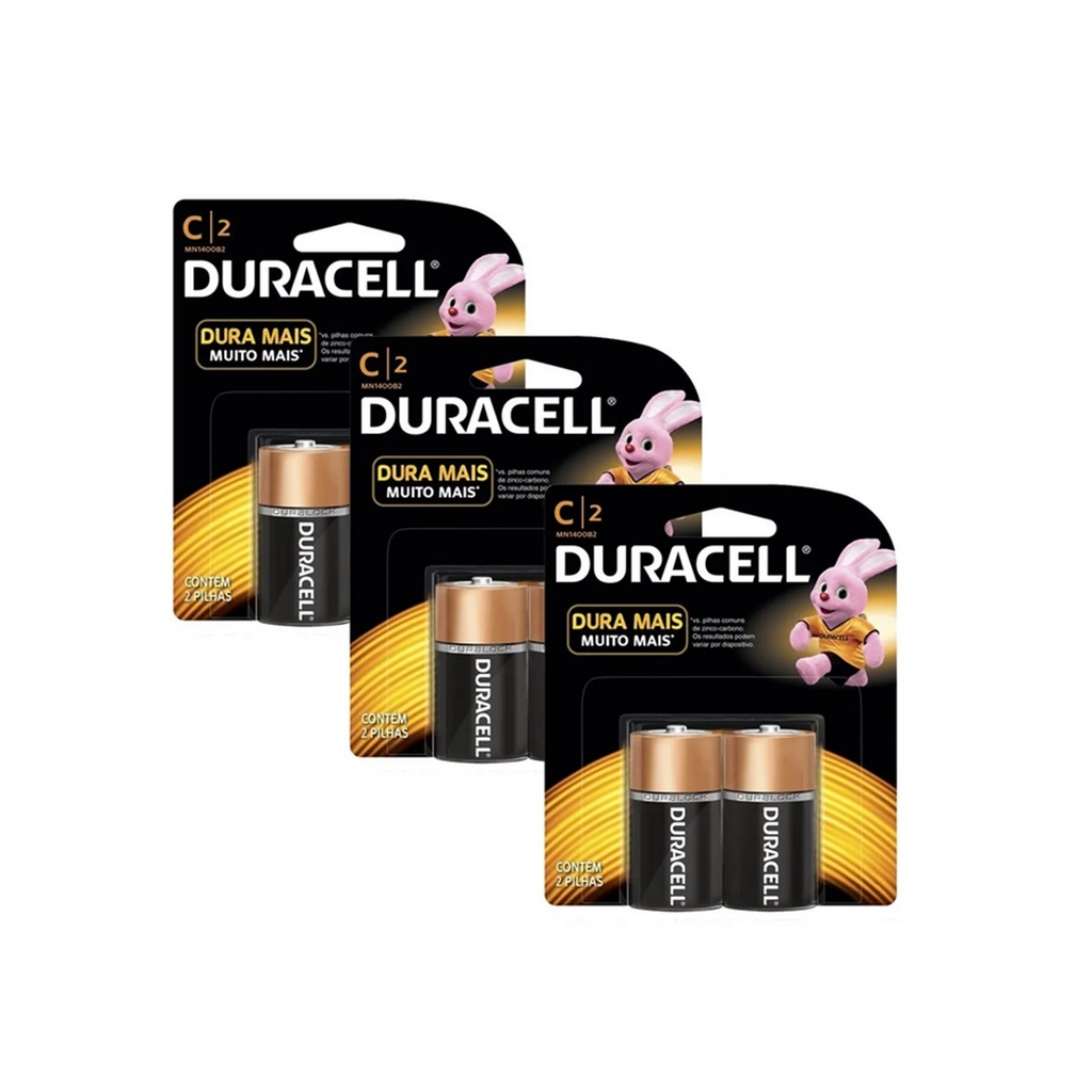 Pilha Alcalina Duracell Duralock C Com 2 Unidades | Shopee Brasil