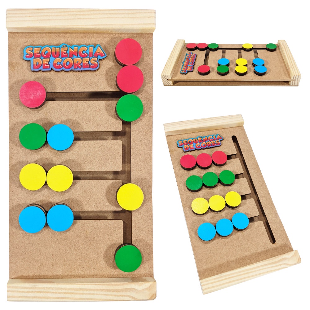 Brinquedo Educativo Jogo Pedagógico Sequência De Cores MDF Madeira Escola Didático Presente ...