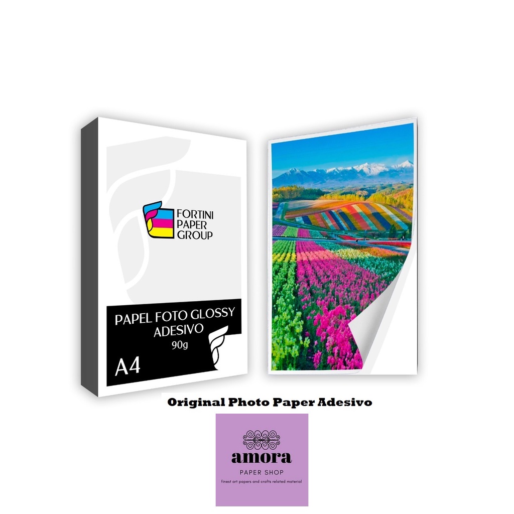 Papel Fotográfico Glossy Adesivo 90g A4 100 folhas para Jato de Tinta ...
