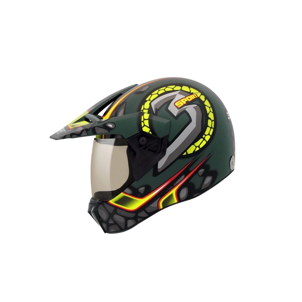 Capacete Bieffe moto 3 Sport Stones Verde Militar Fosco com Amarelo 61 ...