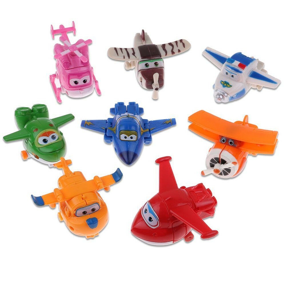 8Pcs Set TV Animation Super Wings Transforming Plane Mini Characters ...