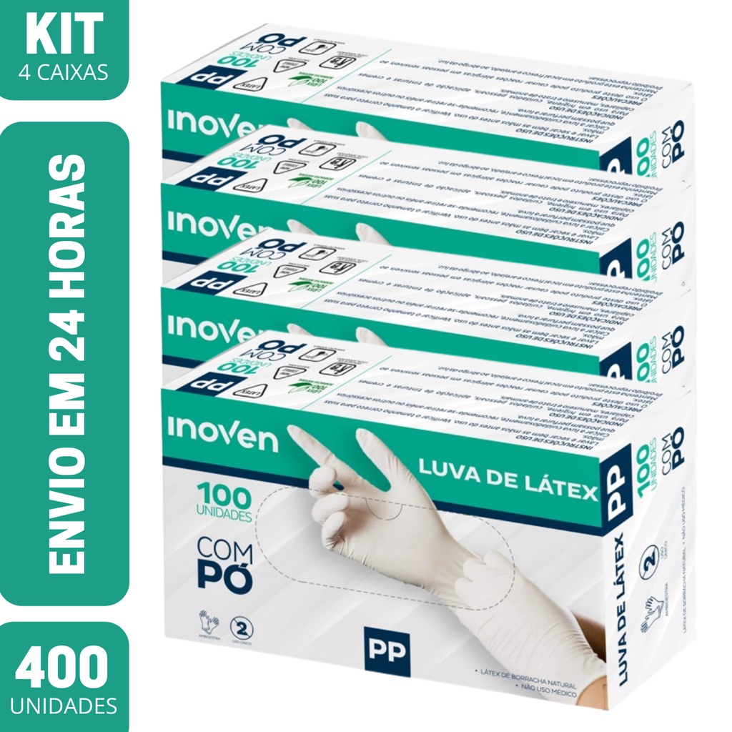 Luvas Descartáveis Latex com Pó Inoven Caixa com 400 unidades | Shopee ...