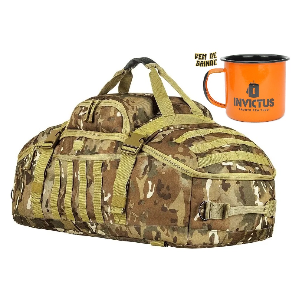 Mochila Mala Multicam Expedition 70 Litros Invictus + Caneca 120ml ...
