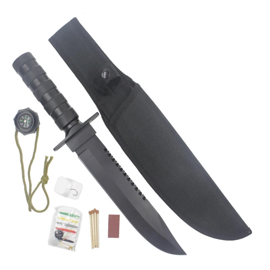 Faca Rambo preta Tática Militar Sobrevivência Pesca caça Lamina ...