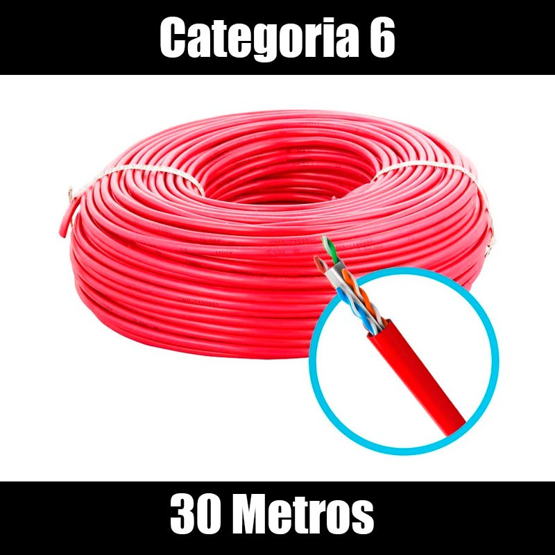 Cabo cat 6 para Internet Rede Categoria 6 Rolo 30 metros Vermelho ...
