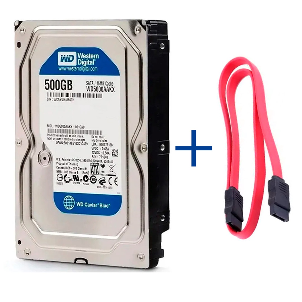 HD Western Digital Caviar Blue 500GB 7200RPM WD5000AAKX com Cabo Sata Conector Reto | Shopee Brasil