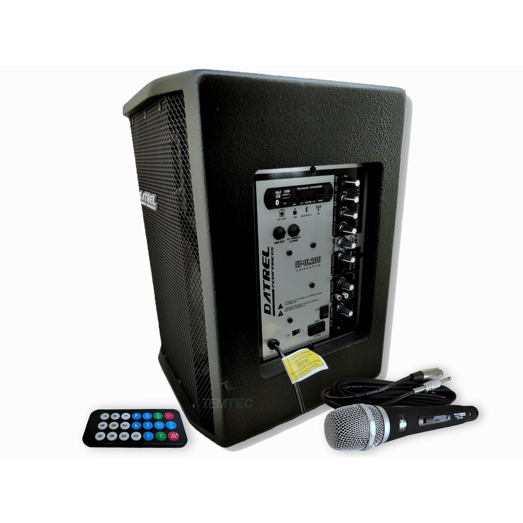 Kit Caixa Som Ativa 10p 200w Datrel Com Microfone Bluetooth | Shopee Brasil