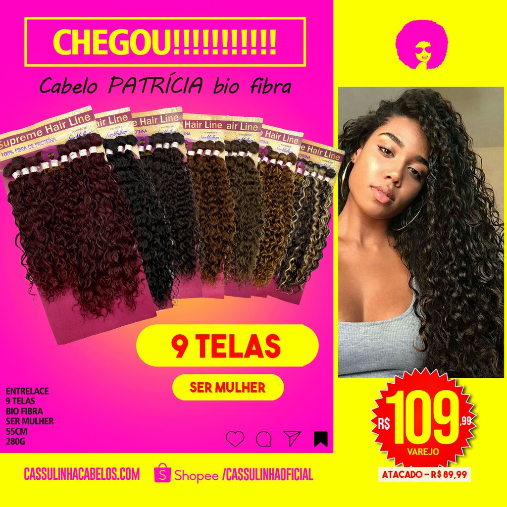 Cabelo cacheado Bio fibra - PATRÍCIA - Ser mulher - 9 telas - 100% ...