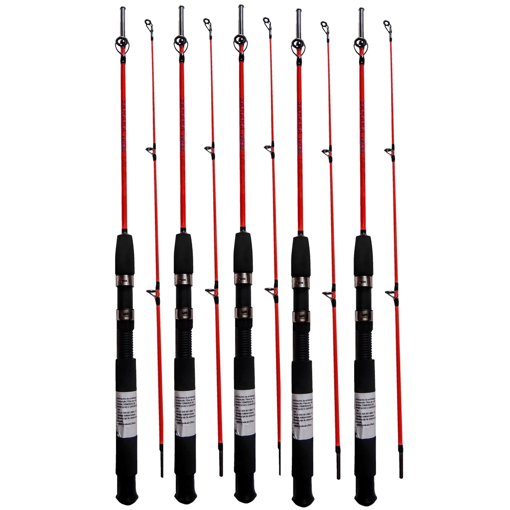 Kit Com 5 Varas De Pesca Sahara Verão 1,20 Metros Dividida Em 2 Partes ...