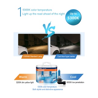 OSRAM Cool Blue Hyper H1 H4 H7 H11 9005 HB3 9006 HB4 5300K Lâmpadas de halogênio para farol de ...