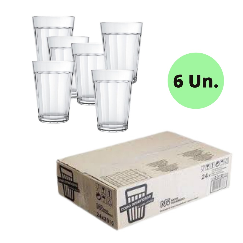 Kit 6 Copos De Cerveja Vidro 190ml Americano Nadir | Shopee Brasil