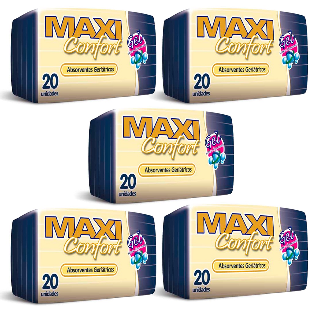 Kit 5 Pct Absorvente Geriátrico Maxi Confort C/20 UN Direto da Fábrica (100 Unidades) | Shopee ...