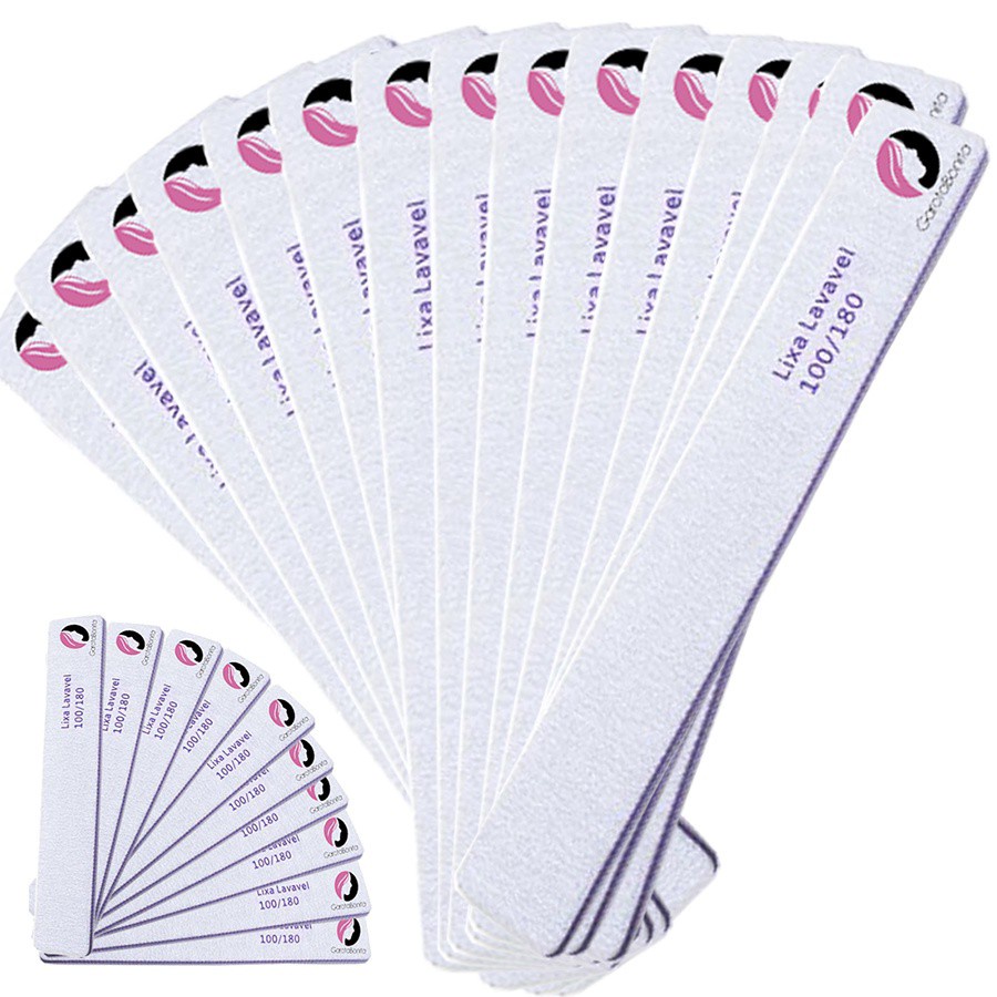 Lixa Quadrada Reta Manicure 100/180 Lavavel Polimento 20 Un | Shopee Brasil