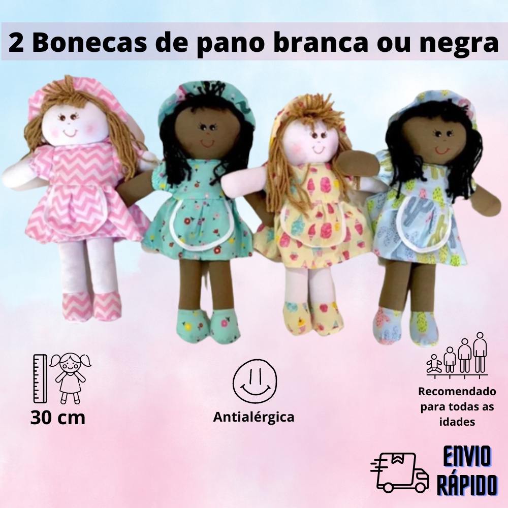 Kit 2 bonecas de pano 30 cm super oferta direto da fábrica | Shopee Brasil