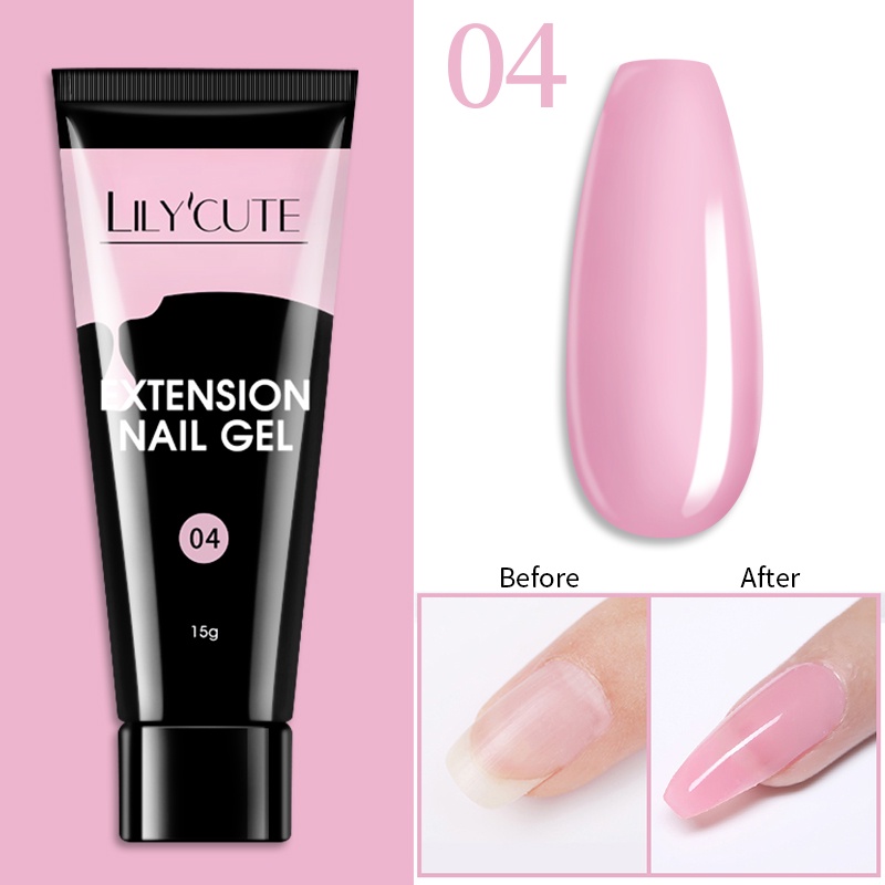 LILYCUTE Gel De Extensão Rápida Unhas Nude Pink Glitter Soak Off Semi Permanente Arte De ...