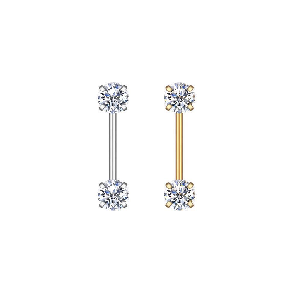 Piercing Mamilo Push PIN Aço Cirúrgico PVD Zircônia Redonda / Mamilo ...