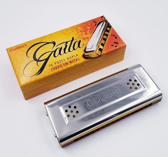 Gaita Harmônica Cromada 16 Vozes 32 Furos Colibri | Shopee Brasil