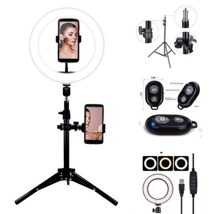 Ring Light Completo Iluminador Portátil 26 cm + Tripé 45 Cm | Shopee Brasil