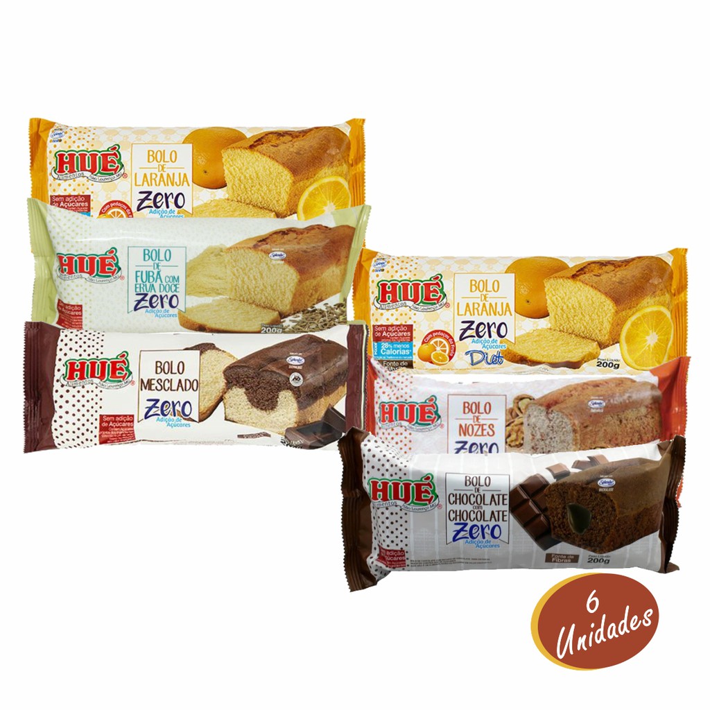 Kit Bolo Diet Zero Açúcar 200g 6 Unidades Sabores Variados | Shopee Brasil