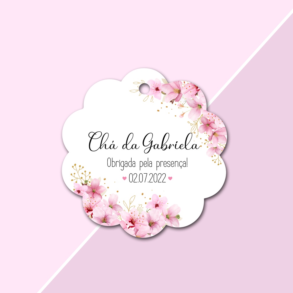 60 Tags Personalizadas Floral Lembrancinha para Casamento, Noivado e ...