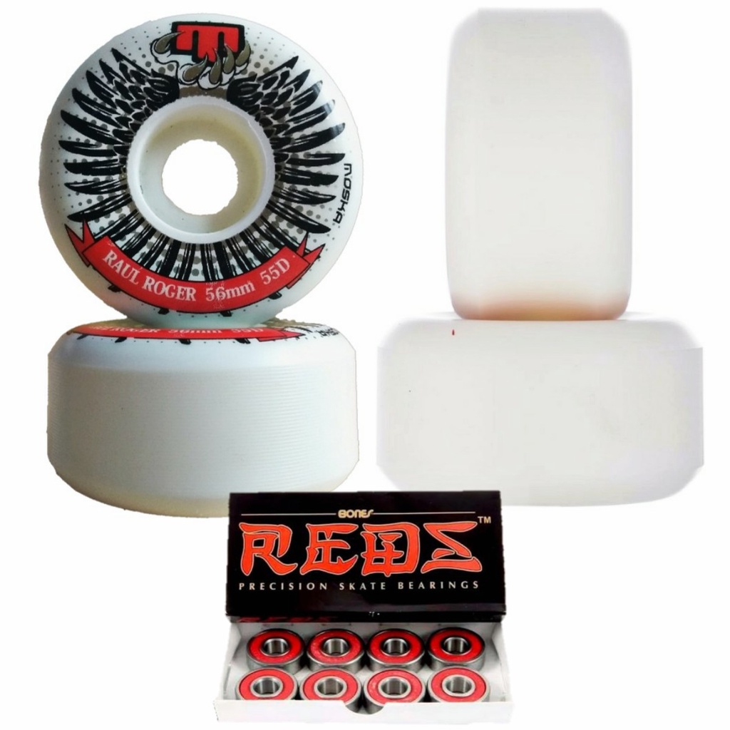 Roda Skate Moska 56mm 101a Pro Raul Roger + Rolamento Redbones - Reds ...