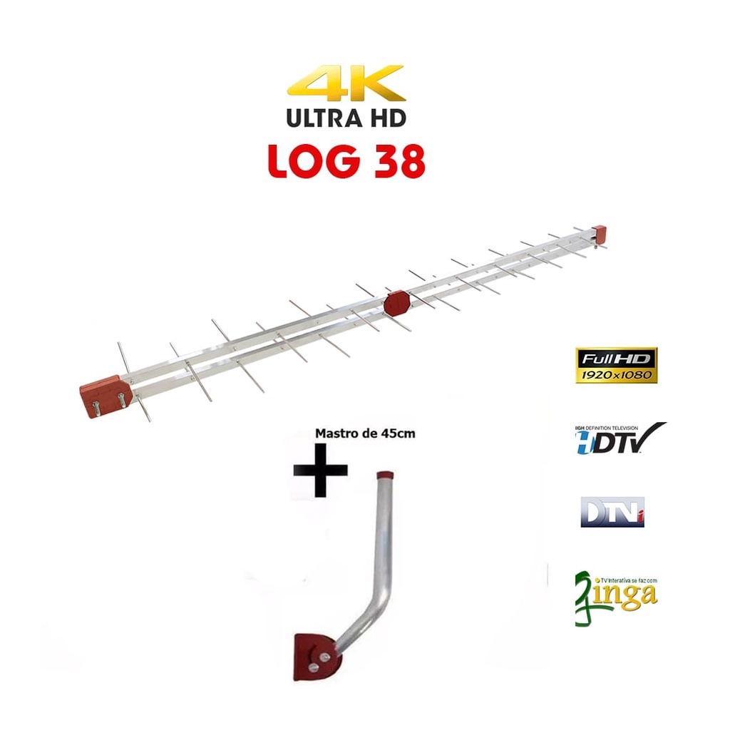 Antena Digital 4k Externa Log 38 + Mastro 75cm | Shopee Brasil