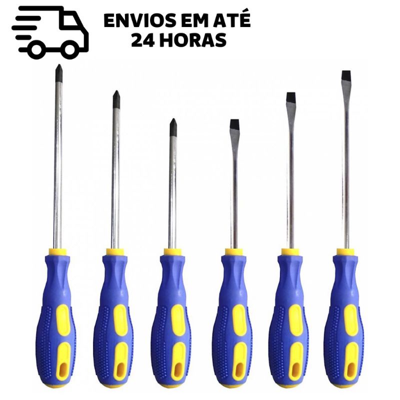 Kit Jogo De Chave De Fenda / Phillips Com 6 Peças Imantadas | Shopee Brasil