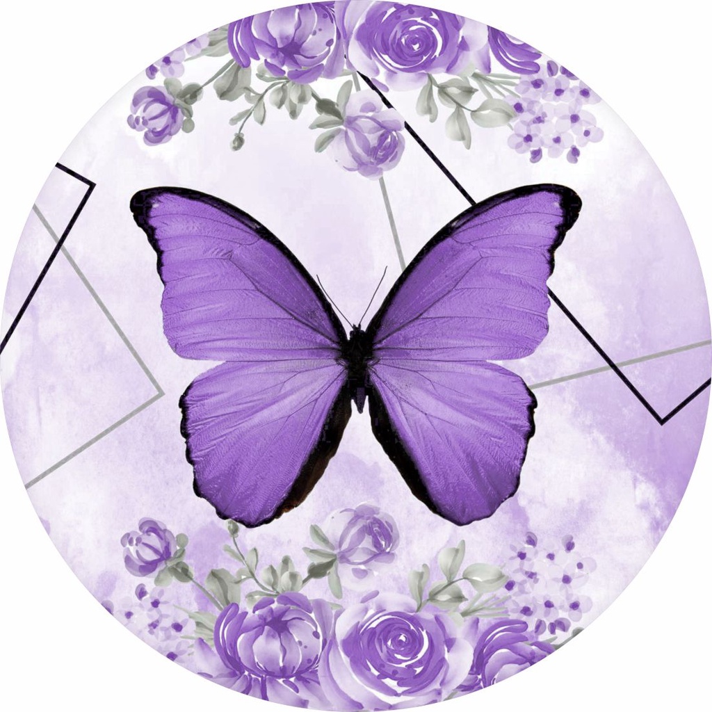 Painel Redondo Lona de Festa Flor Borboleta Roxa 1,05MT | Shopee Brasil