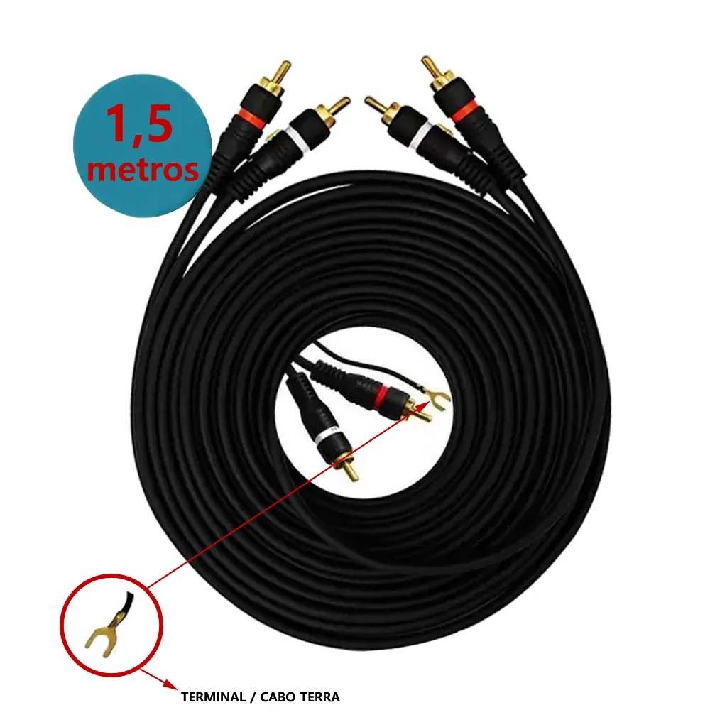 Cabo Som Automotivo Rca Macho 1,5 Metros Módulo | Shopee Brasil
