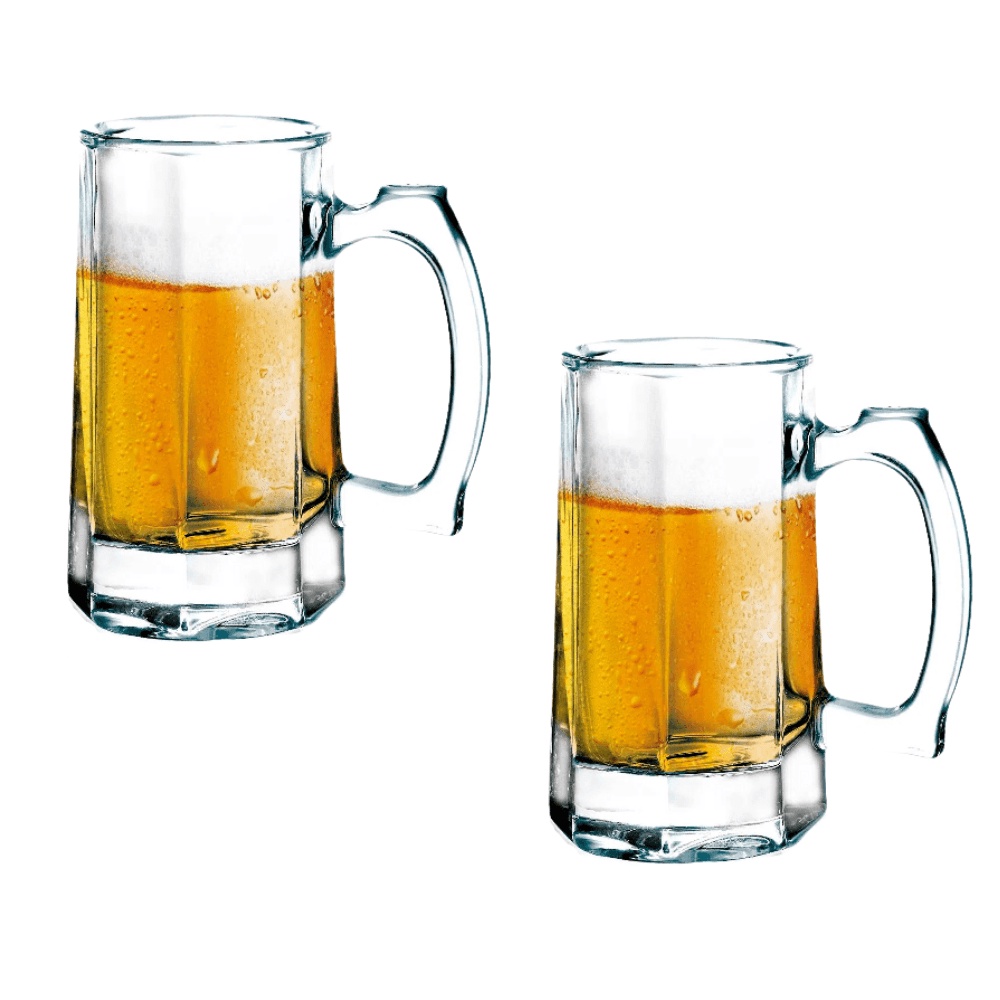 Jogo de 2 Canecas de Chopp Cerveja Vidro 355ml | Shopee Brasil