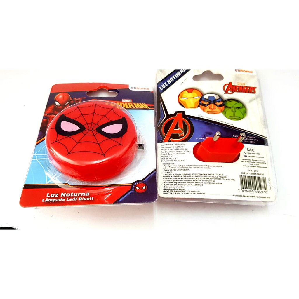 Luz Noturna Lâmpada Led/Bivolt Spider-Man/Homem de Ferro | Shopee Brasil