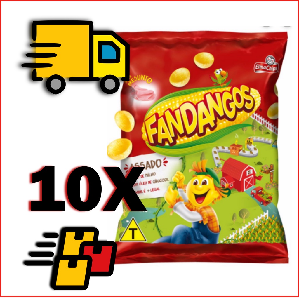 Kit 10 Fandangos Salgadinho de milho sabor Presunto 22g Elma Chips | Shopee Brasil