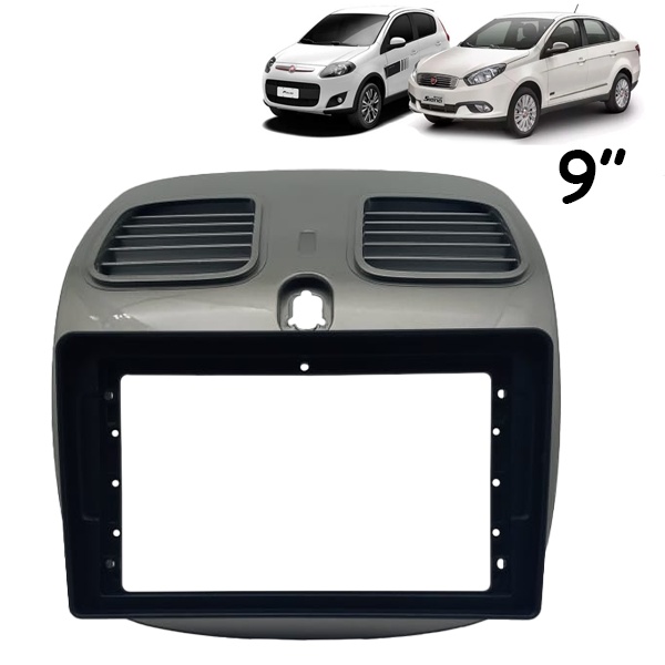 Moldura Painel DVD 2 Din Central Multimidia 9 Polegadas Fiat Gran Grand Siena Palio Sporting ...