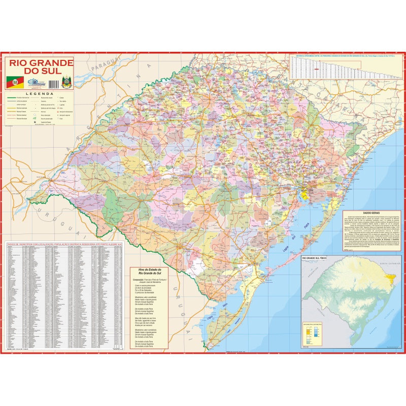 Mapa Geográfico Político E Rodoviário Gigante Do Estado Do Rio Grande