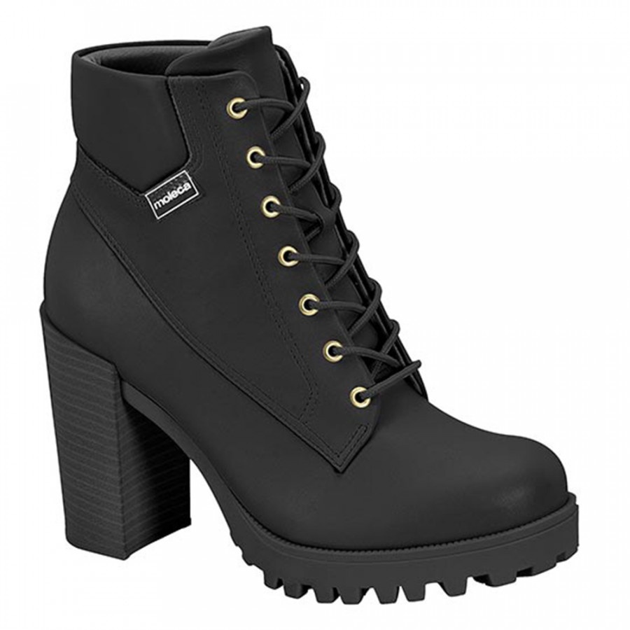Bota Feminina Moleca Coturno Tratorado Original Salto Grosso - Com NF ...