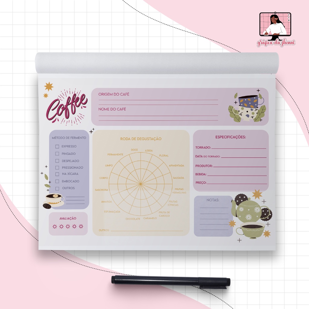 Planner do Café | planejamento | coffee | bloco | Shopee Brasil